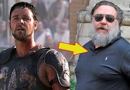 De gladiador a obeso: el drástico cambio de Russell Crowe y otros ...