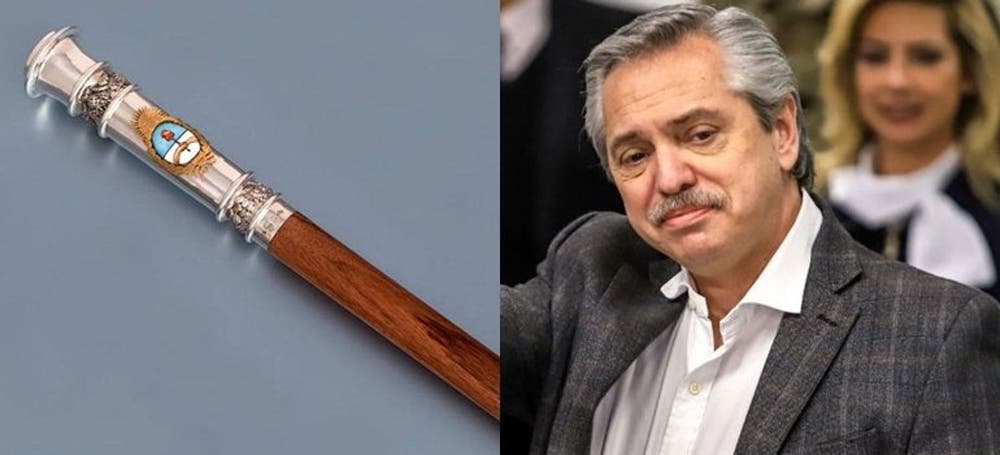 Alberto Fernández hizo escribir una frase especial en su bastón ...