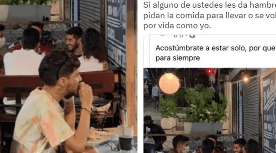 Fue a comer solo a un bar, las redes no lo perdonaron y se hizo viral ...